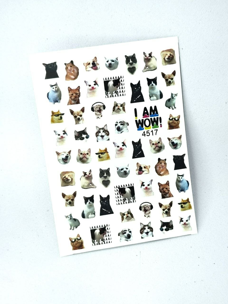 Наклейки для ногтей водные слайдеры милые маникюрные, собачки и котики