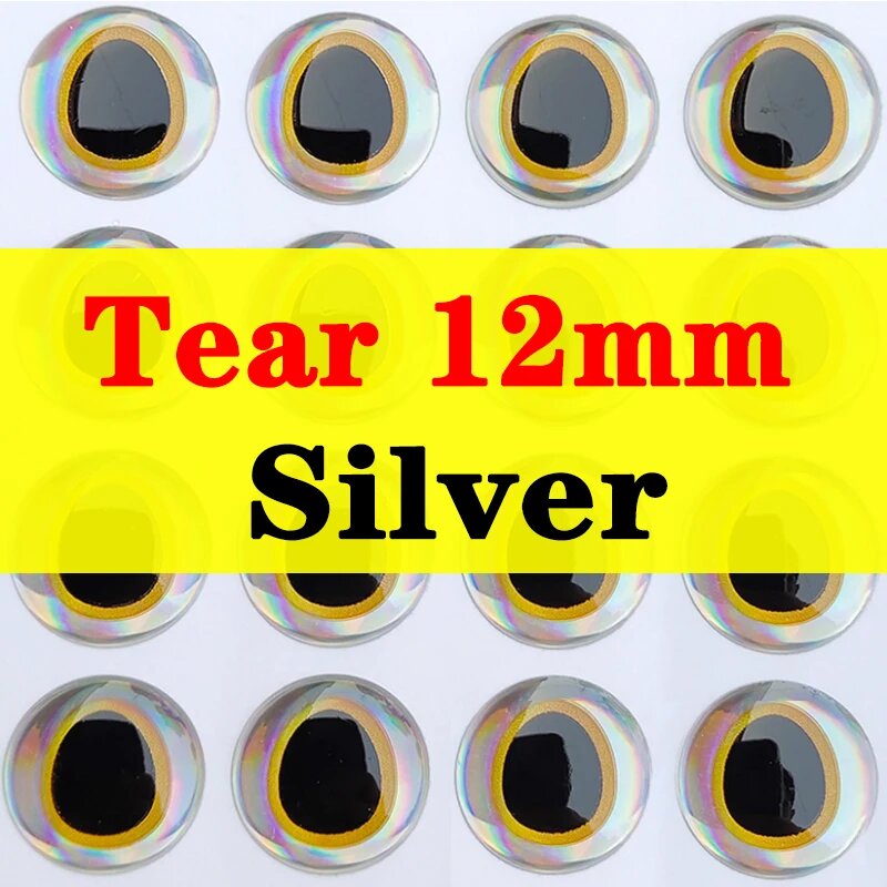 Глаза для мух Persuader, 10 мм/12 мм, круглые и каплевидные, смола, 50 шт. tear eye 12mm silver