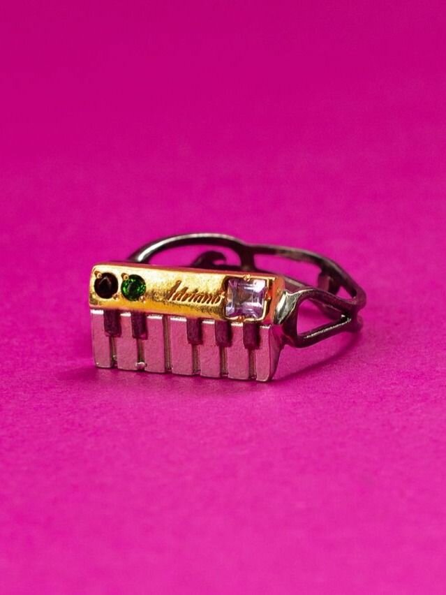 Кольцо разъемное, серебро, 925 проба, родирование, гранат, аметист, хромдиопсид