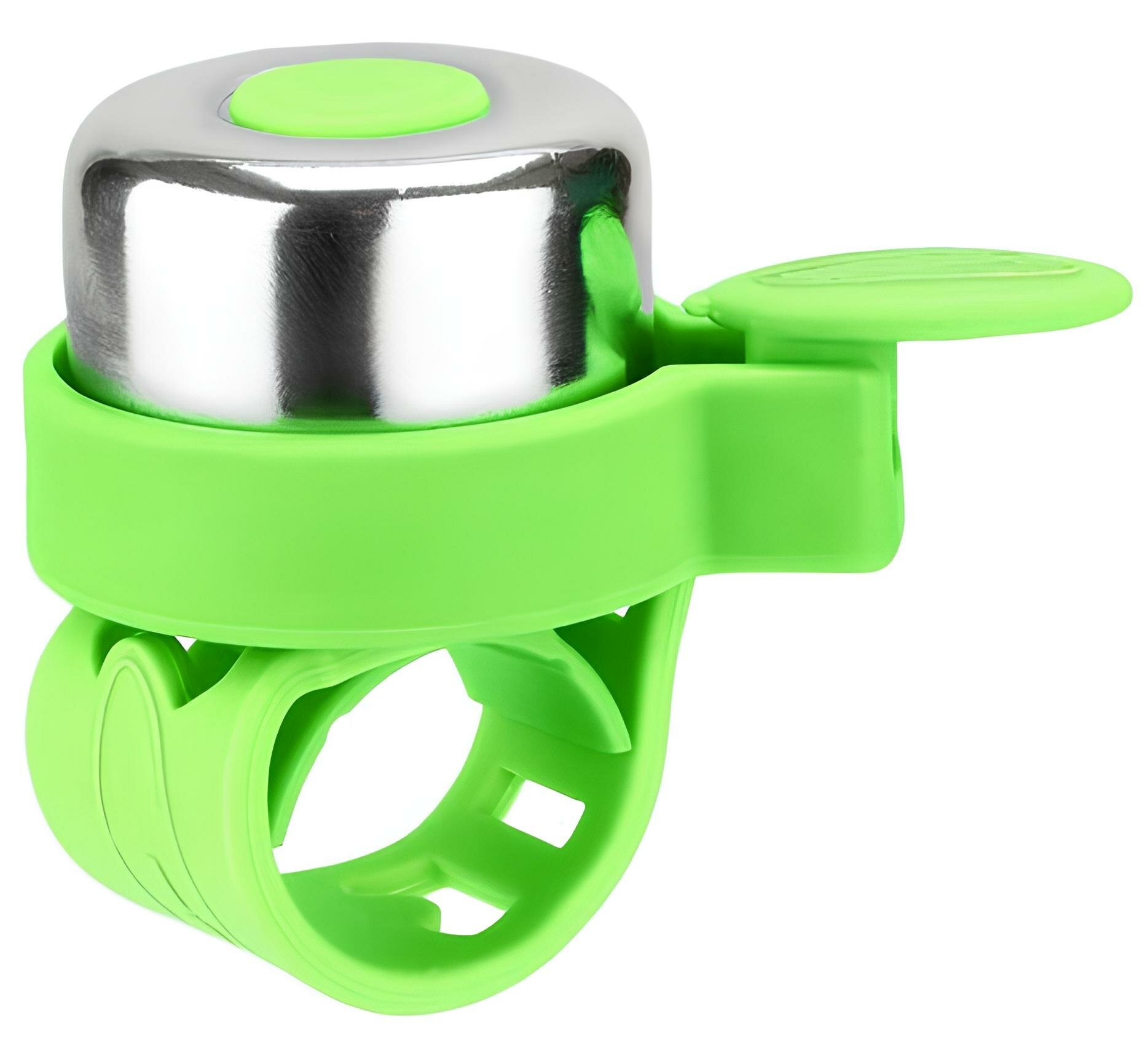 Звонок механический JetCat на резинке регулируемый для велосипедов и самокатов - зелёный