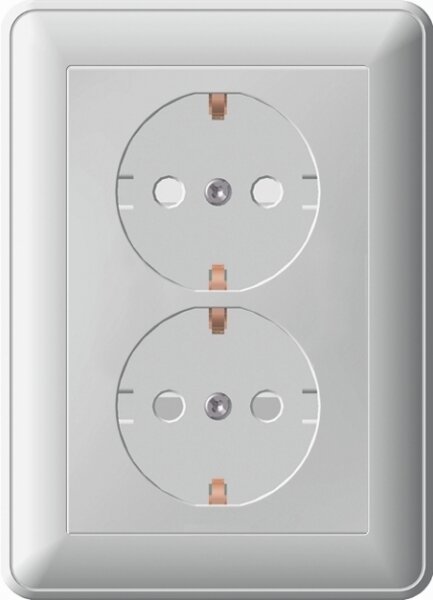 Розетка двойная Schneider Electric WesSysteme Electricn 59 Белый с заземлением с защитными шторками (в сборе с рамкой) RS16-255-18, 10 шт.