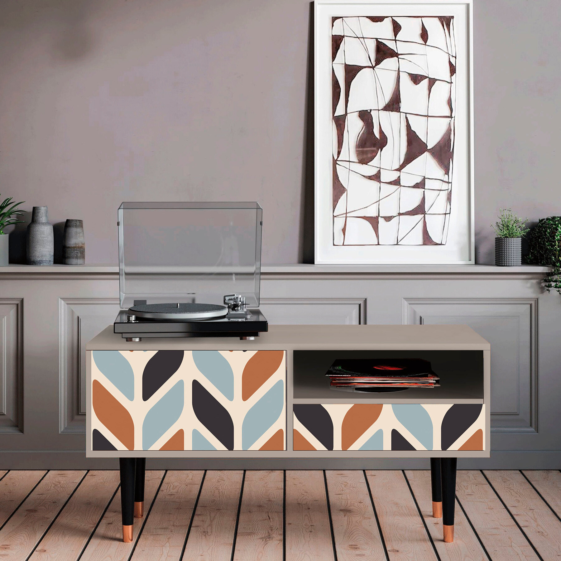 ТВ-Тумба - STORYZ - T3 Beige Laure, Размер - 115 x 59 x 48 см, Цвет корпуса - , Сатин