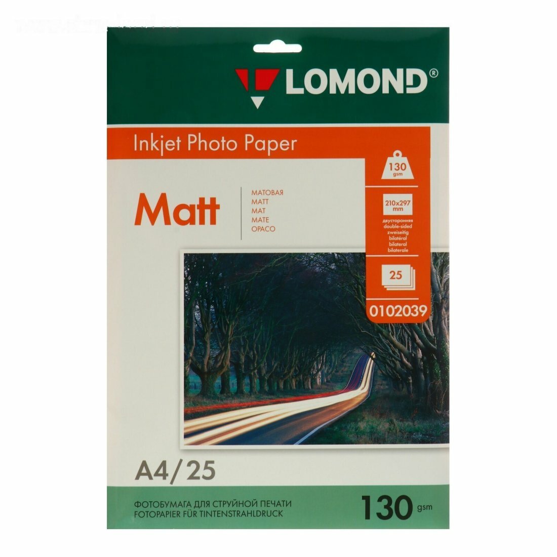 Фотобумага Lomond 0102039 A4/130г/м2/25л./белый матовое/матовое для струйной печати