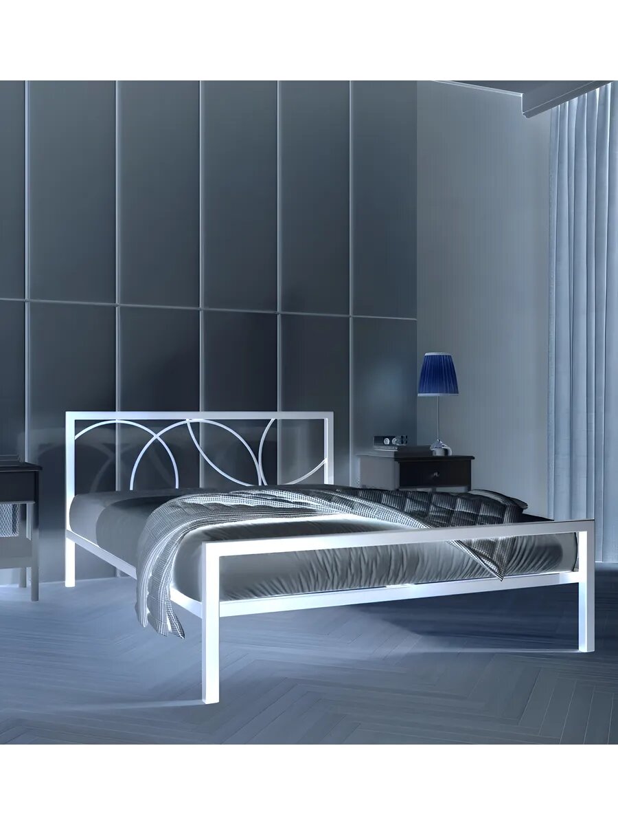 Кровать Loft Mebel "Злата", металлическая, кованая, двуспальная, белая, 120x200х80 см