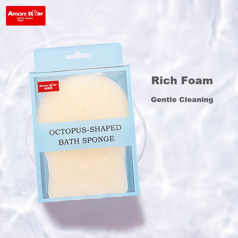 Amorr Bear Baby Bath Sponge, Exfoliating Sponge for Children, Bath Sponge for Scrubbing And Washing
