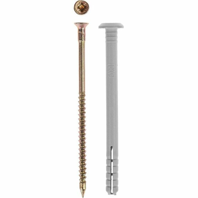 Дюбель-гвоздь полипропиленовый с грибовидным бортиком, ЗУБР 60 x 6 мм, 90 шт.