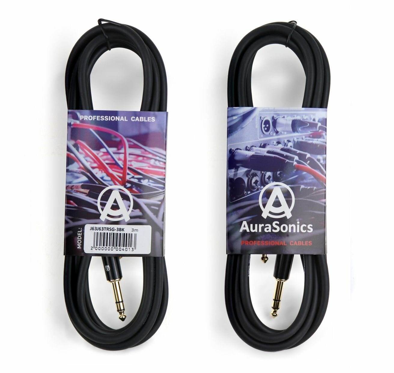 AuraSonics J63J63TRSG-3BK балансный кабель Jack TRS 6.3мм - Jack TRS 6.3мм, 3м, позолоченные разъёмы
