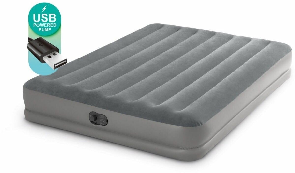 Надувной матрас Intex Prestige Mid-Rise Airbed (Queen), 152х203х30см, со встроенным USB-насосом