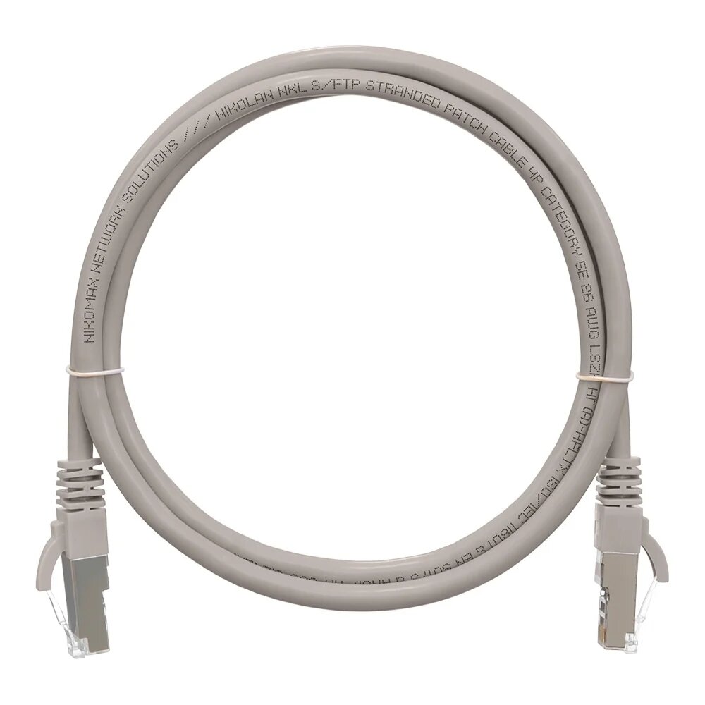 NIKOMAX Шнур F/UTP 4 пары, Кат.5e, 7х0,165мм, PVC, серый, 0,15м NMC-PC4SD55B-001-GY
