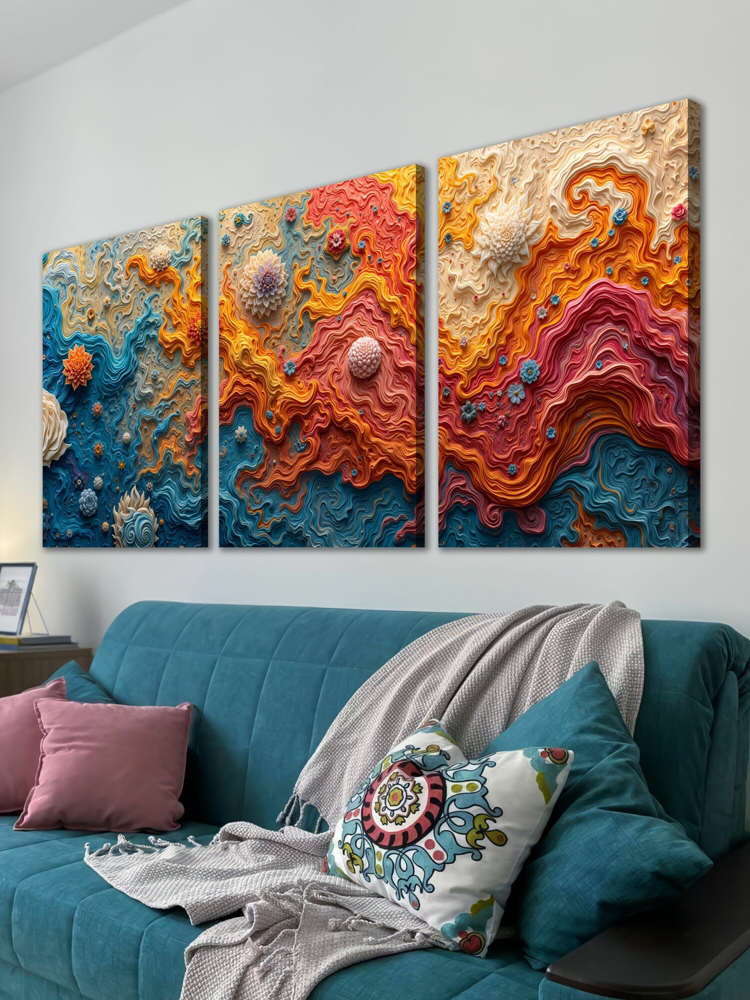 Картина на стену модульная "Волнистый микс", 150 см х 70 см