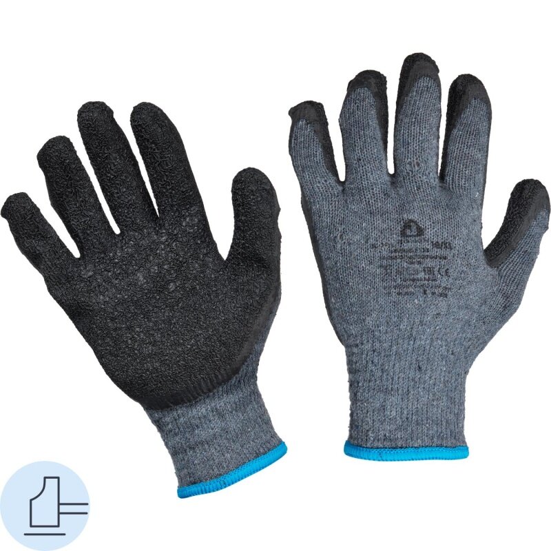 Перчатки защитные JETA SAFETY трикотажные c двухслойным латексным покрытием, серые размер XL, 12 пар (JL-101-XL)