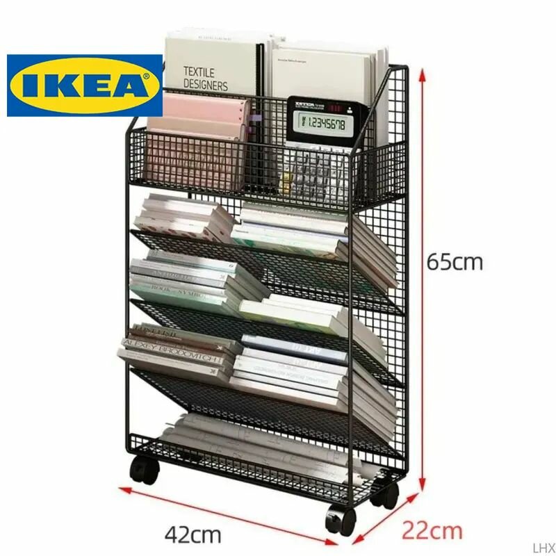 Этажерка органайзер для книг напольный на колесах