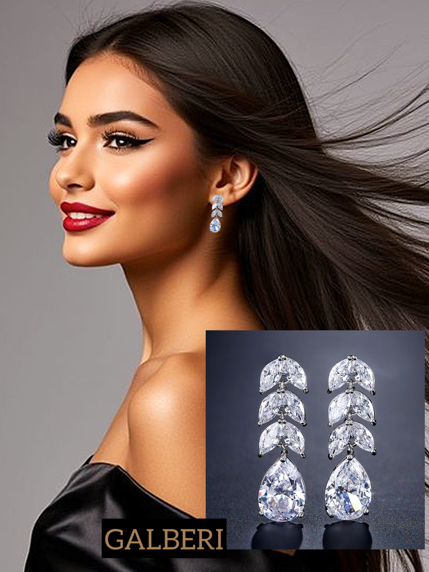 Серьги, искусственный камень