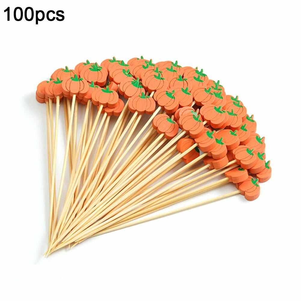 Фруктовые шпажки ко Дню благодарения, 12 см x 100 шт, в форме кленового листа/тыквы/шишки