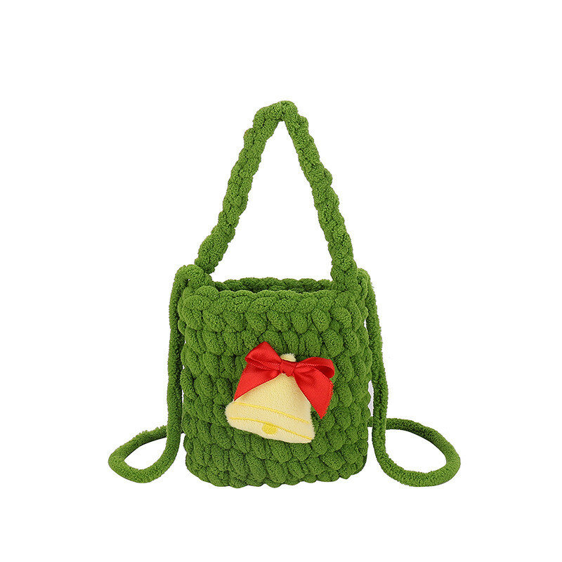 Смешной вязаный плюшевый рюкзак-олень для малышей, идеально подходящий для повседневной носки и игр, зеленый