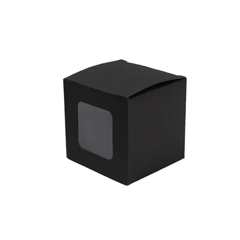 Коробки из крафт-бумаги с окном, набор из 10 штук Черный, Black, 12x12x12cm