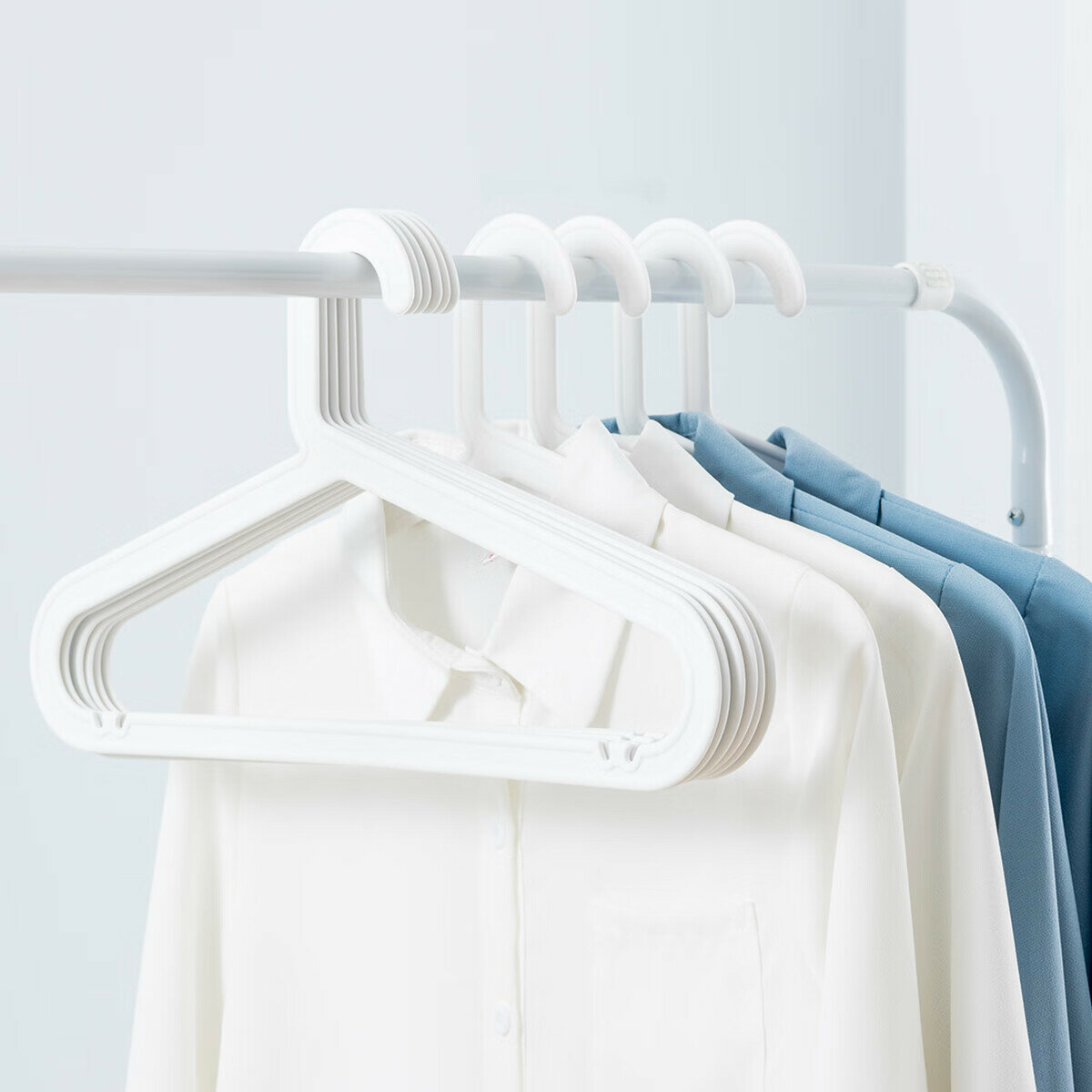 European Elegant Plastic-coated Drying Rack for Clothes, Dual-use for Drying Wet and Dry Clothes, Adult and Baby Non-slip Clothes Hanger, Set of 10