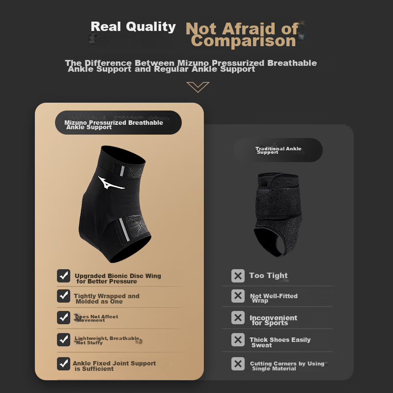 Mizuno Ankle Brace, Ankle Sprain Recovery Sleeve, Sports Sprain Prevention, Anti-Sprain Foot Support, Ultra-Thin Ankle Protector