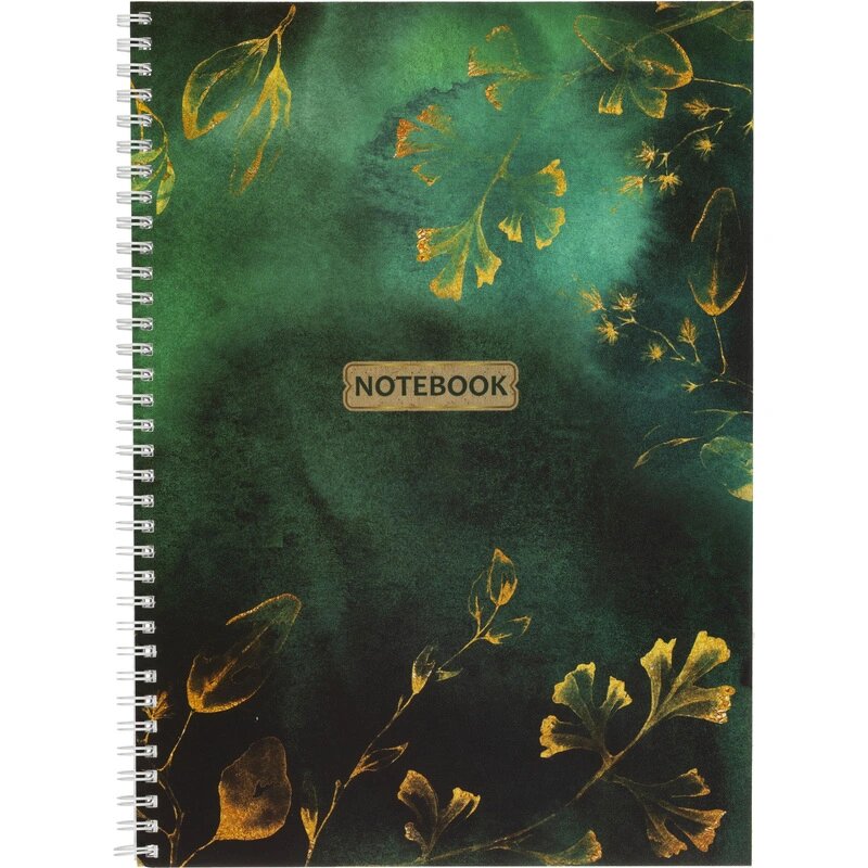 Бизнес-тетрадь А4 96л Attache Selection Floral клет, спираль, мел. карт, зелен