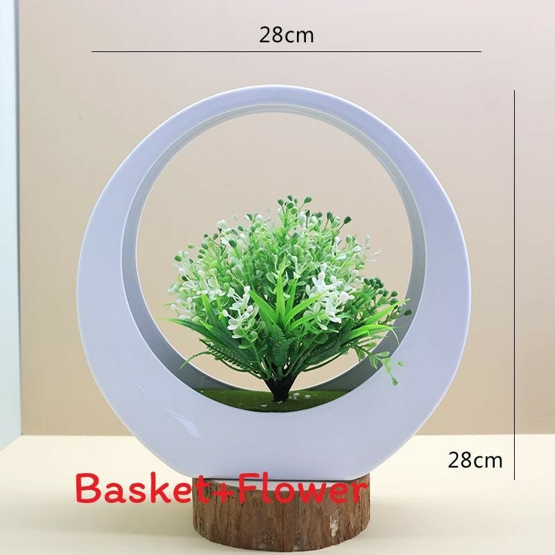 Faux plants with plastic craft for indoor decor and tabletop ornamentation