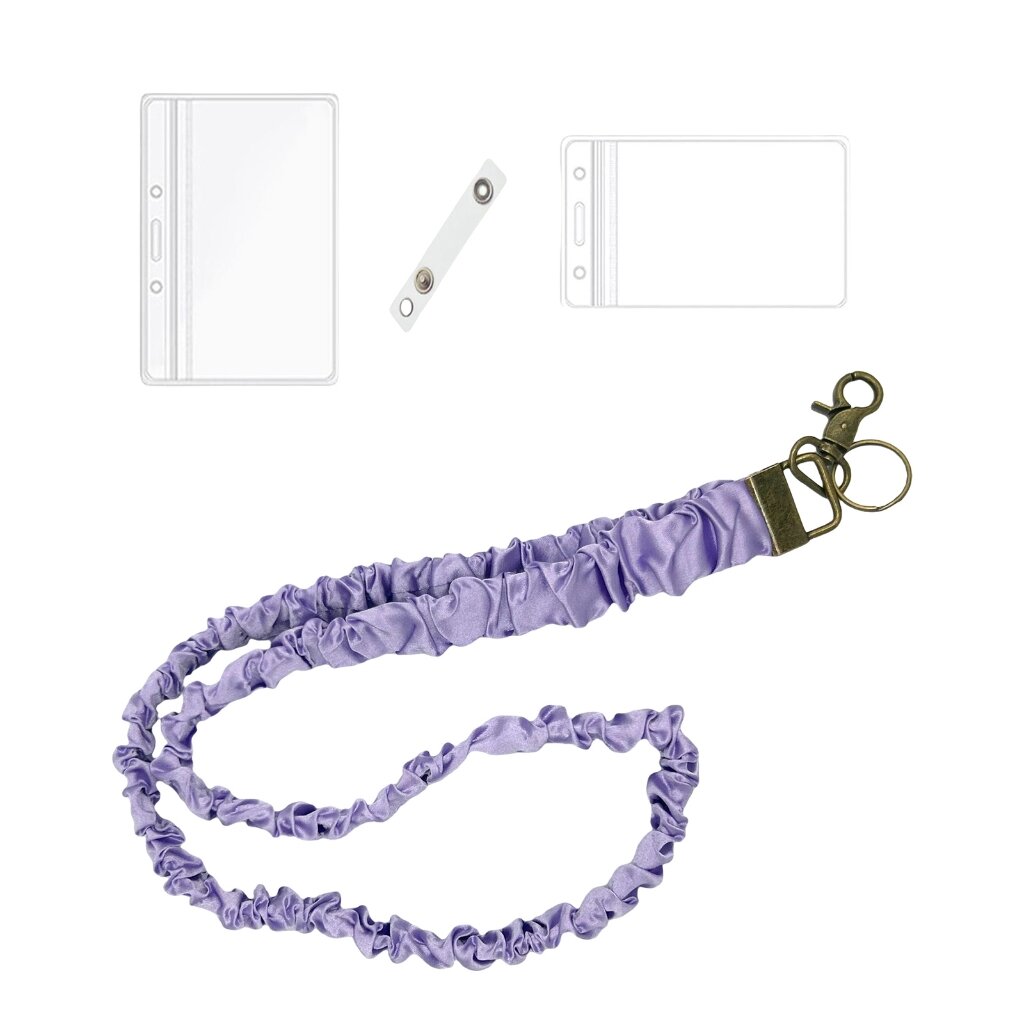 Teacher Lanyards Stretchy Scrunchie Lanyard with Badges Card Sleeves Holders