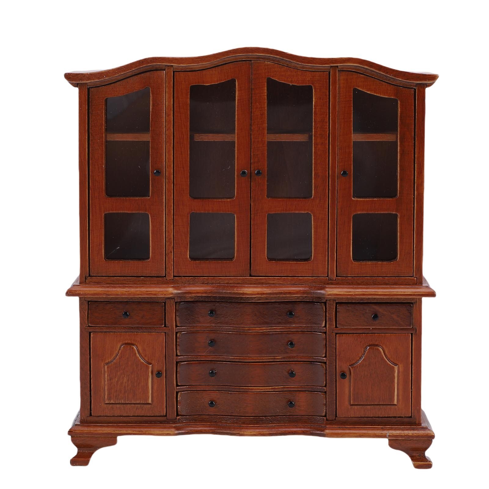 1:12 Scale Dollhouse Furniture Display Shelf Classic Wooden Miniature Bookshelf Cabinet Bookcase Decoration Maroon