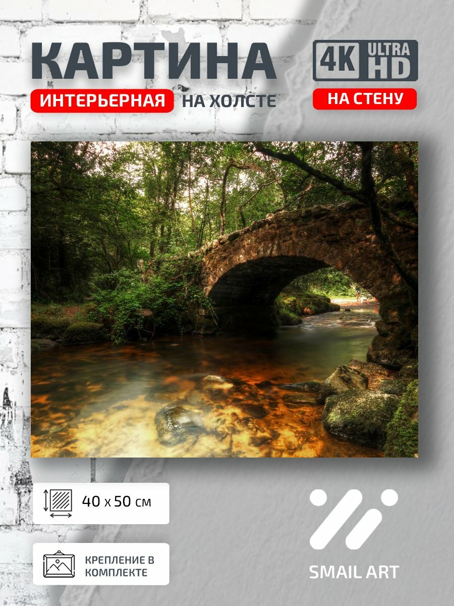 Картина на холсте интерьерная 40 на 50 на стену Мост Landscape для офиса пейзаж интерьер