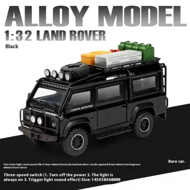 Модель внедорожника Land Rover Defender Off Road VAN из легкого сплава со звуком и светом, детская игрушка, коллекционные предметы, подарок на день рождения