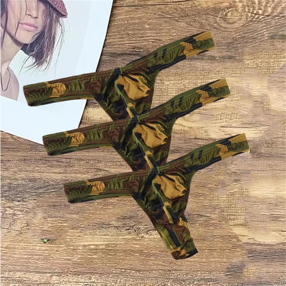 Мужские стринги камуфляж 3 шт. М, 3PCS Army