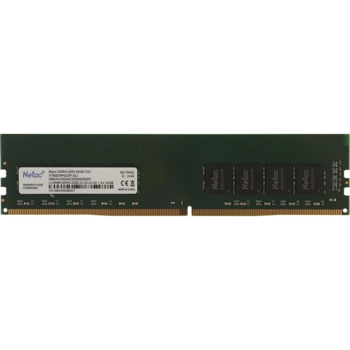 Оперативная память Netac DDR 4 DIMM 32GB PC25600, 3200M NTBSD4P32SP-32J