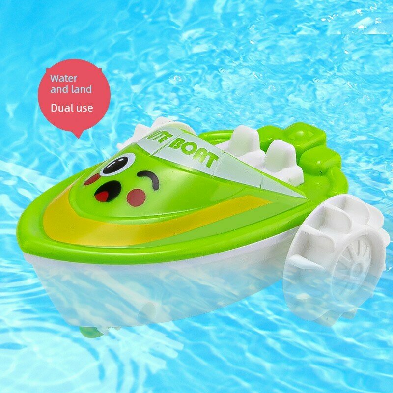 Пружинный игрушечный кораблик для ванной воды и суши, зеленый, 1 шт. для купания младенца