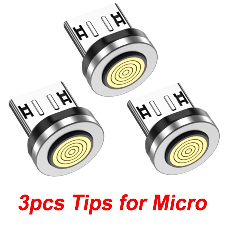 3шт. магнитные наконечники Micro USB Type-C, 1 м