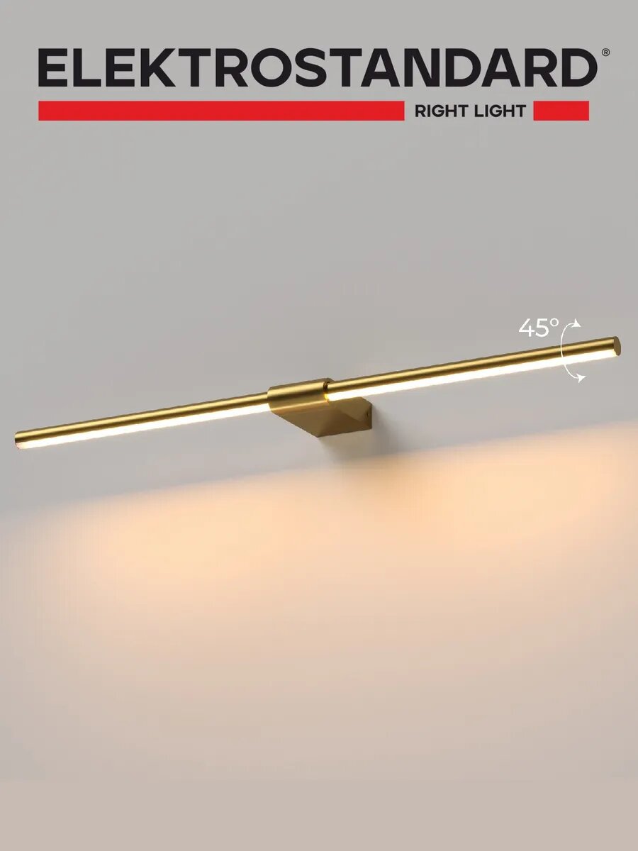 Настенный светильник для картин и зеркал Elektrostandard Luar 40125/LED, 12 Вт, 3000K, поворотный, цвет латунь