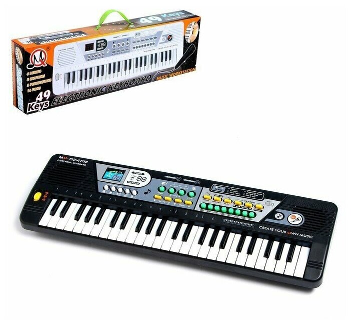 Синтезатор "Маленький музыкант" с микрофоном, 49 клавиш, цвет чёрный