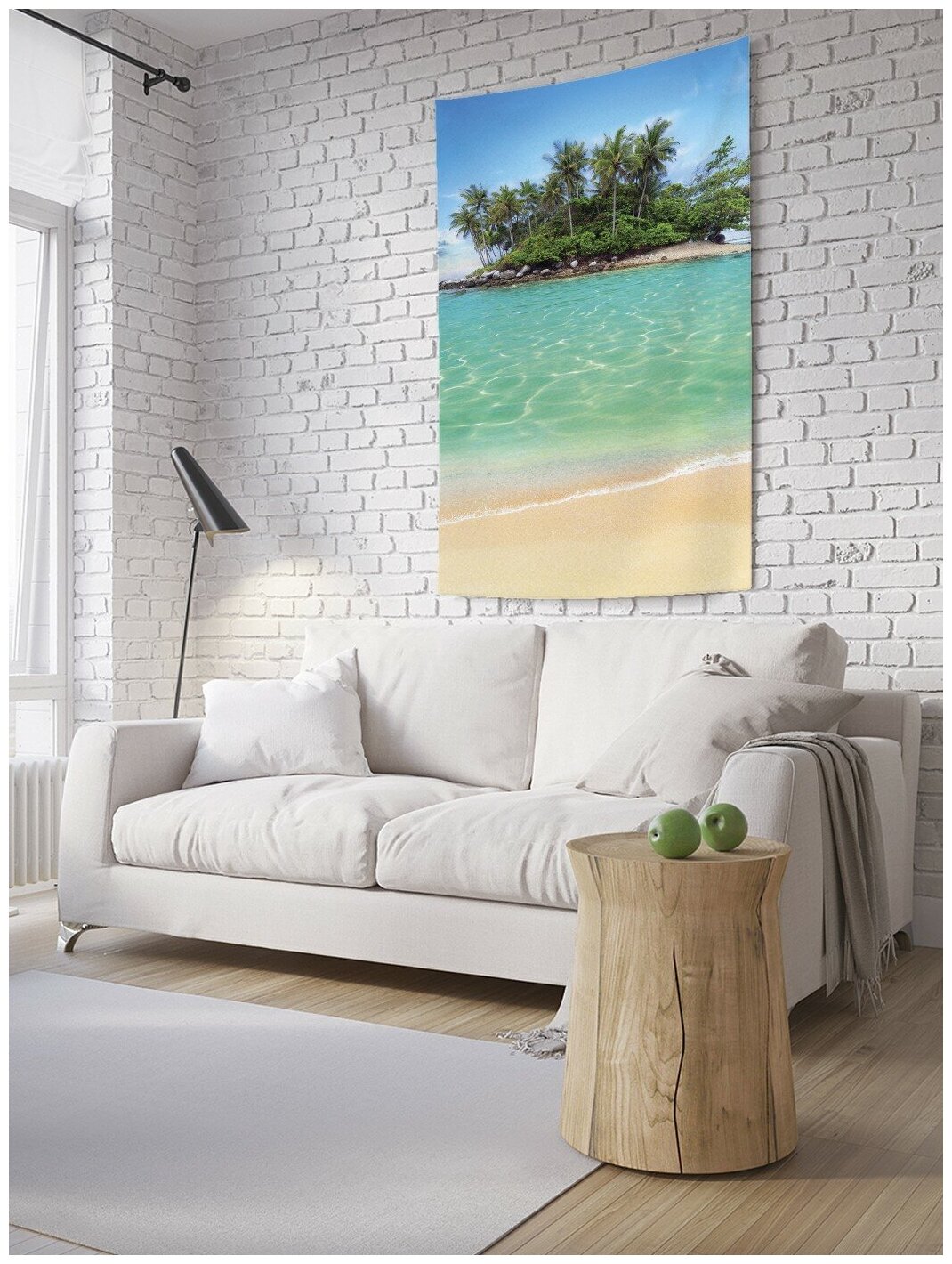 Фотопанно на стену вертикальный из ткани постер 100х150 "Остров в море", JoyArty