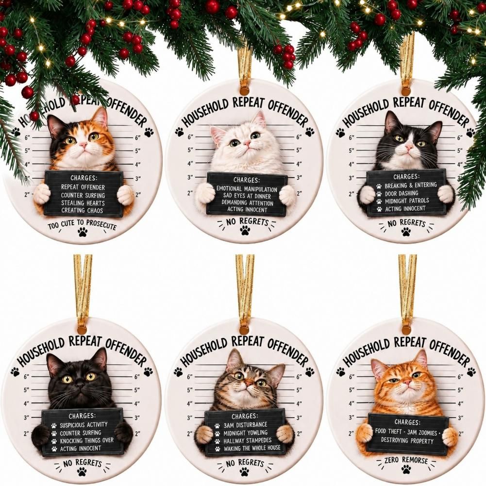 Елочная игрушка с котом, 10 см, из акрила, двусторонний принт, кошатнику