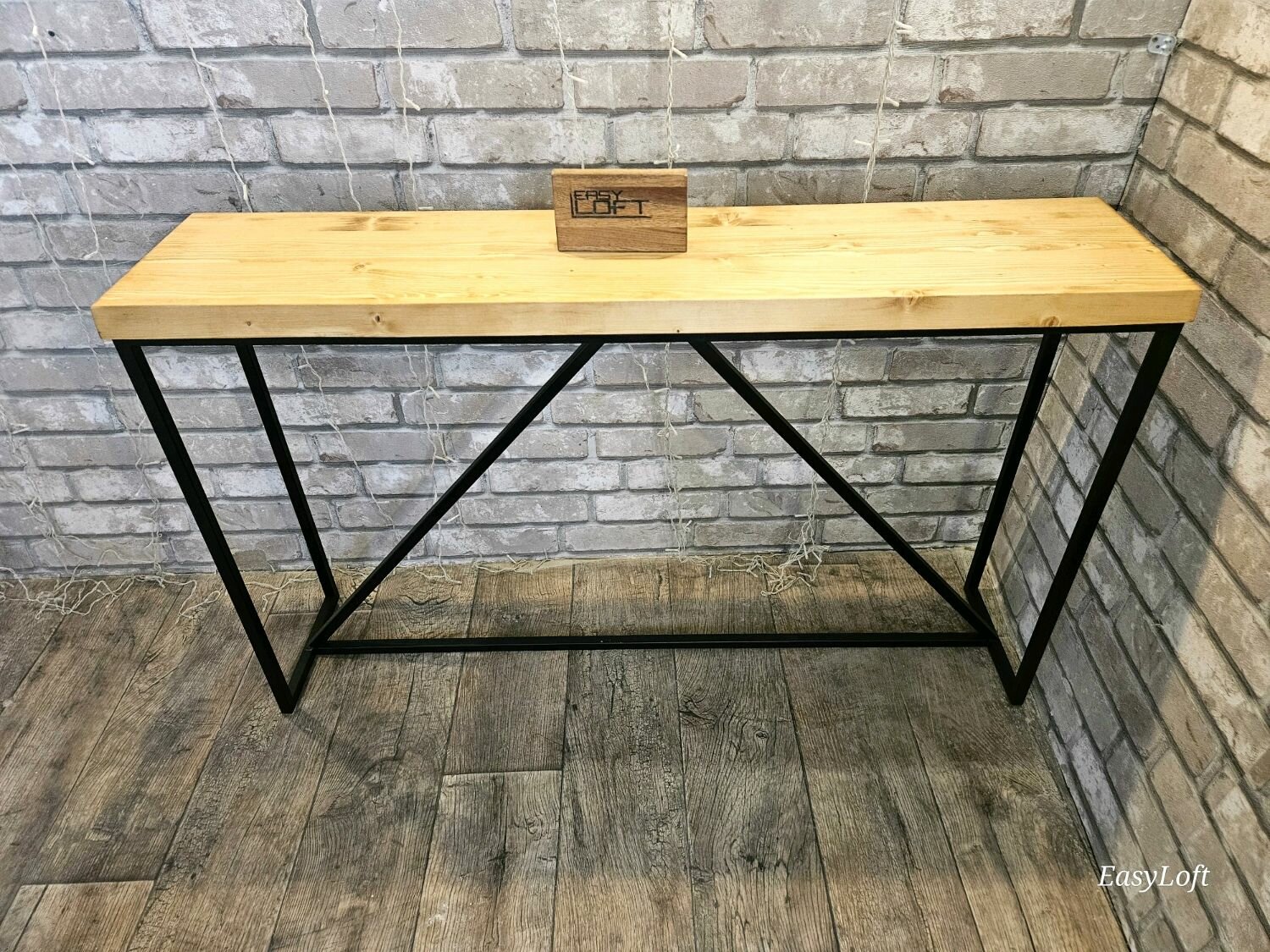 Консоль "EasyLOFT" в стиле лофт, для дома и дачи, в прихожую и гостиную, 130х30х80 см. — фото 1