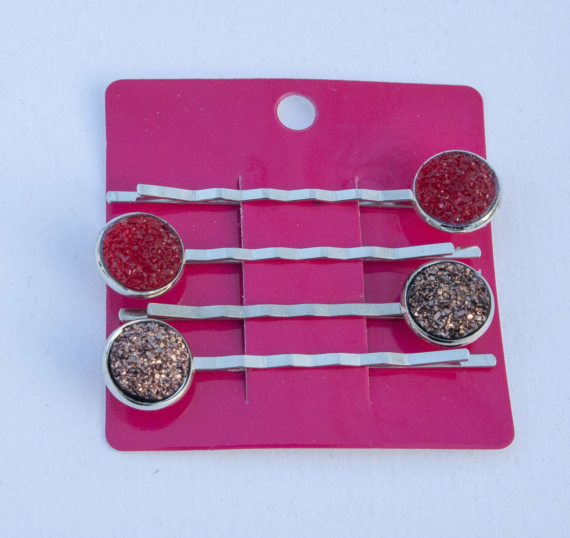 Заколка невидимка "Осколки", (комплект 4 шт) (коричневый)