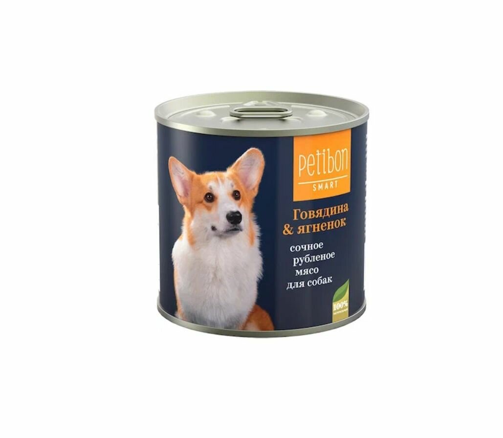 Petibon консервы для собак сочное рубленое мясо с говядиной и ягненком Smart, 240 г, 3 шт