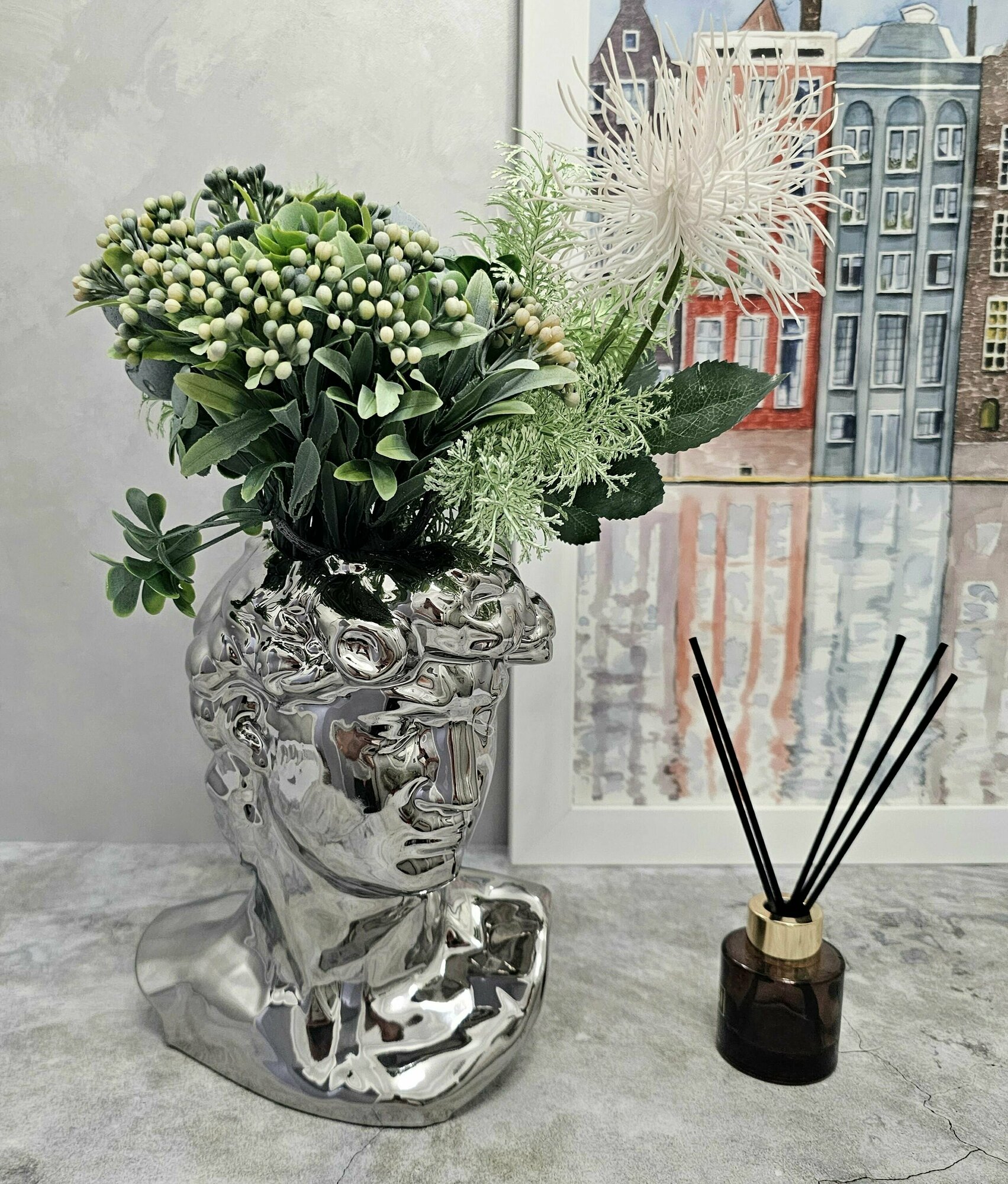 Декоративная ваза-кашпо из керамики "Давид", интерьерная, ручная работа