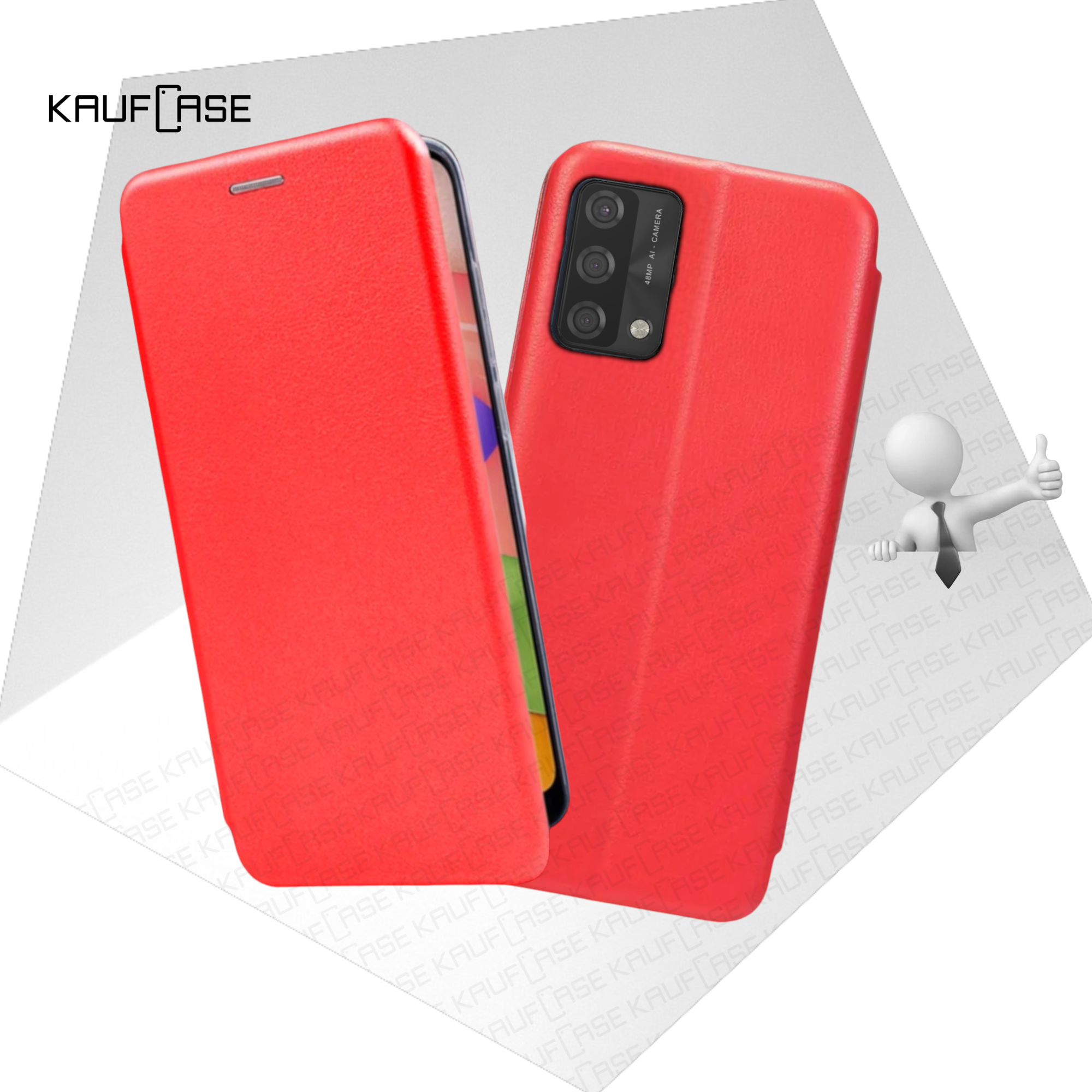 Чехол книжка для телефона Oppo A74 (CPH2219) (6.43"), красный. Текстура под кожу