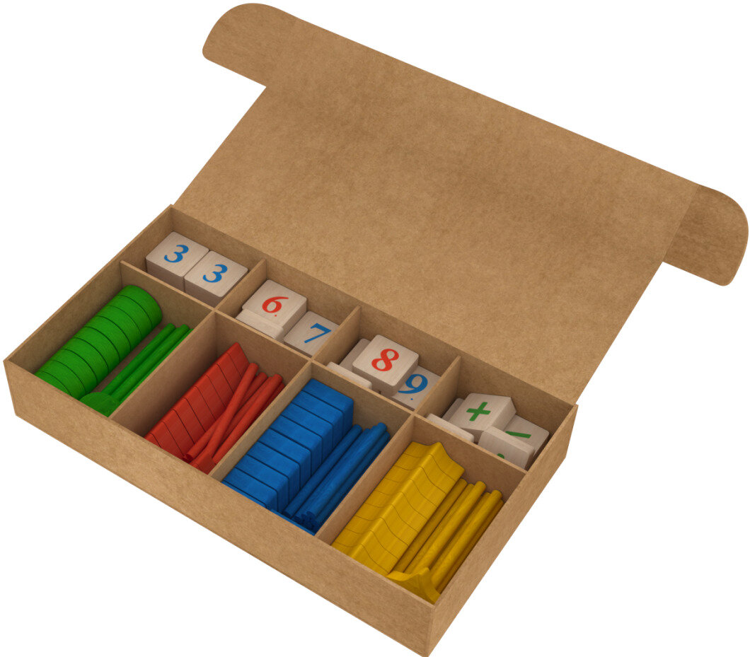Обучающий дидактический набор для развития навыков счета "Занимательная математика", учимся считать, счетный материал, 123 деревянные детали