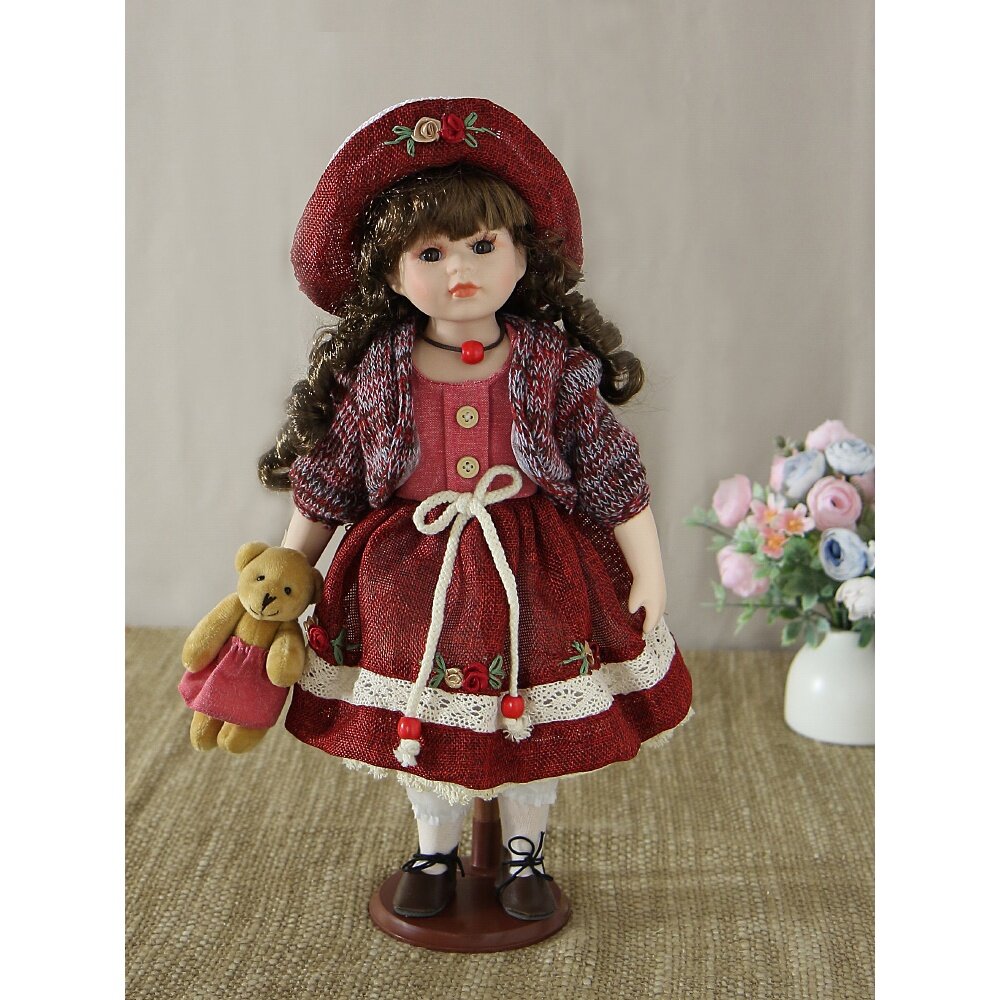 Polly Dolls YF-161214 Кукла фарфоровая 16- на подставке polly dolls