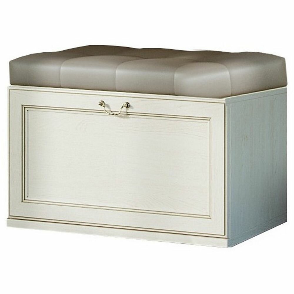 Банкетка Венеция с отделением для хранения обуви, бежевый с серой экокожей