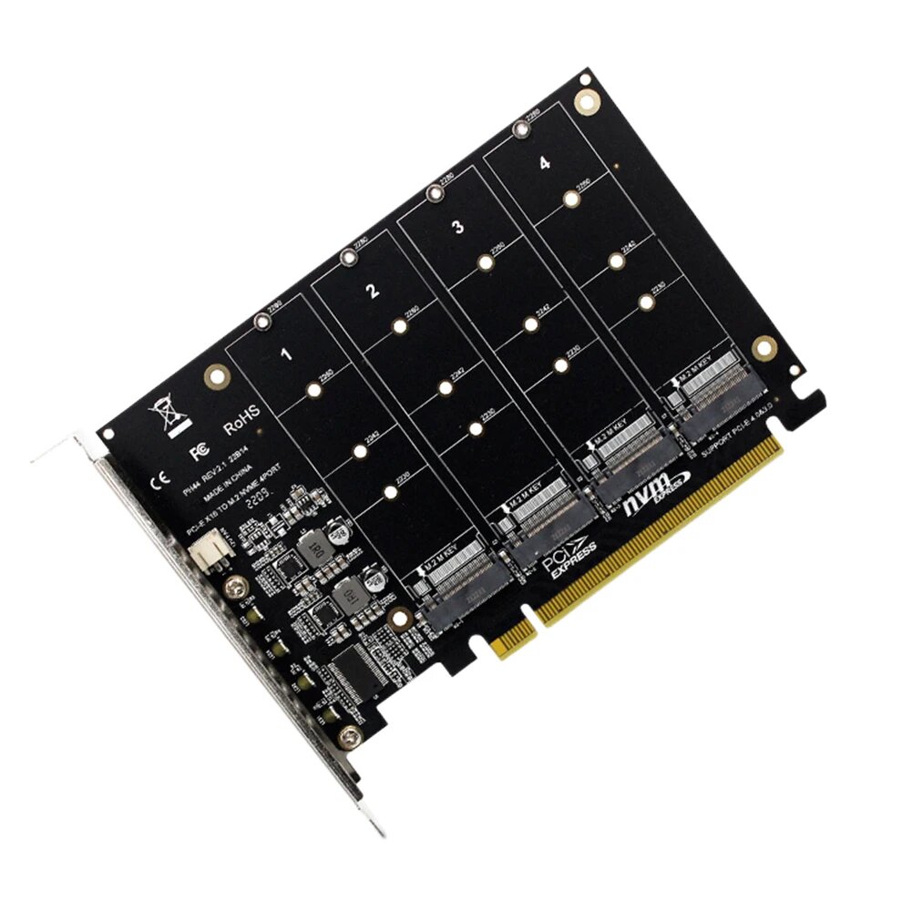 Shunmaii 4-портовый адаптер M.2 NVMe SSD PCIe X16
