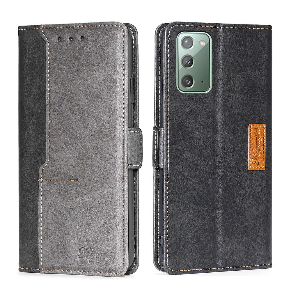 Чехол-книжка MyPads для Samsung Galaxy Note 20 (SM-N980F) / Самсунг Ноте 20, смешать два цвета (черный + серый)