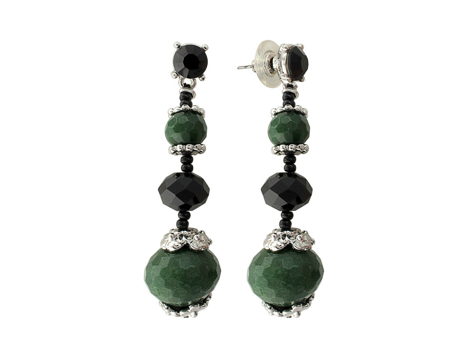 Серьги с подвесками Эстет, жадеит, стекло