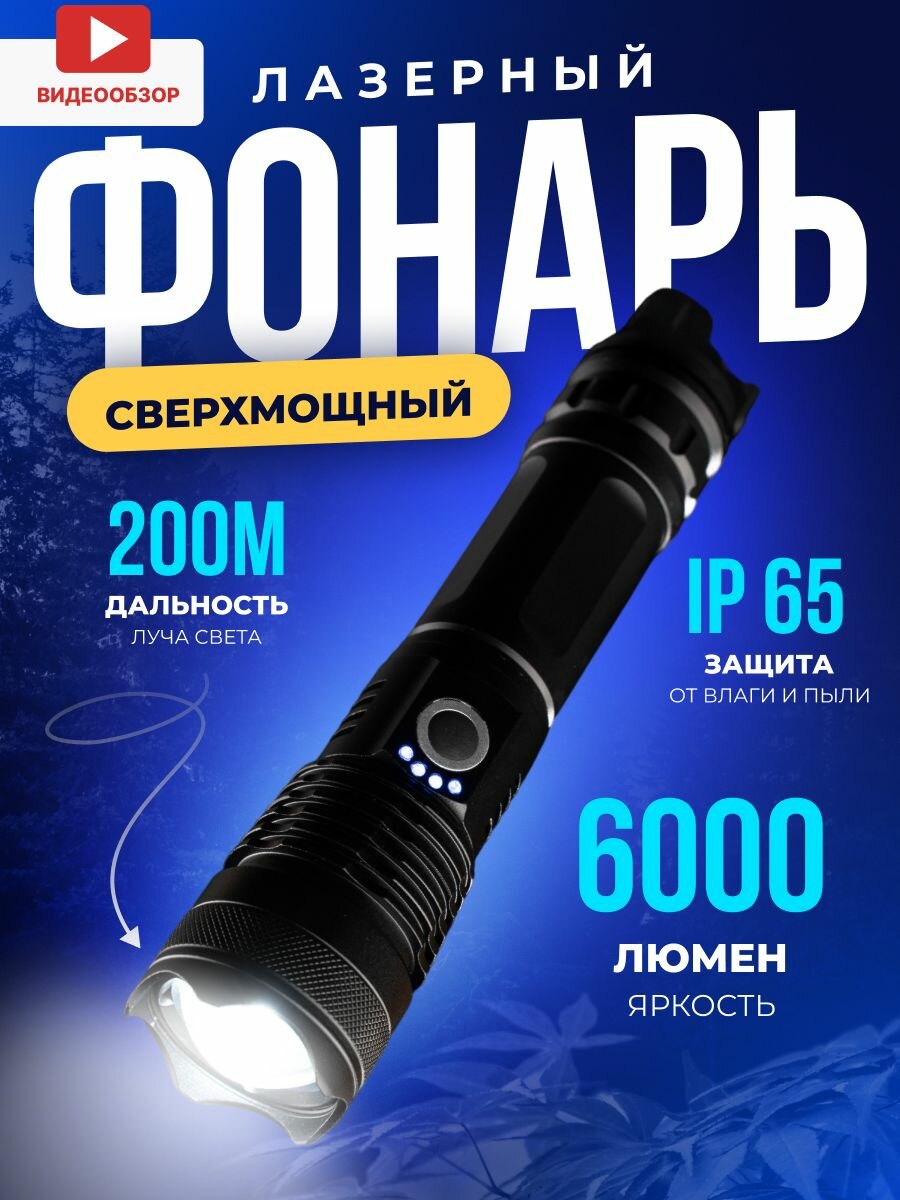 Светодиодный фонарь ручной, лазерный фонарик