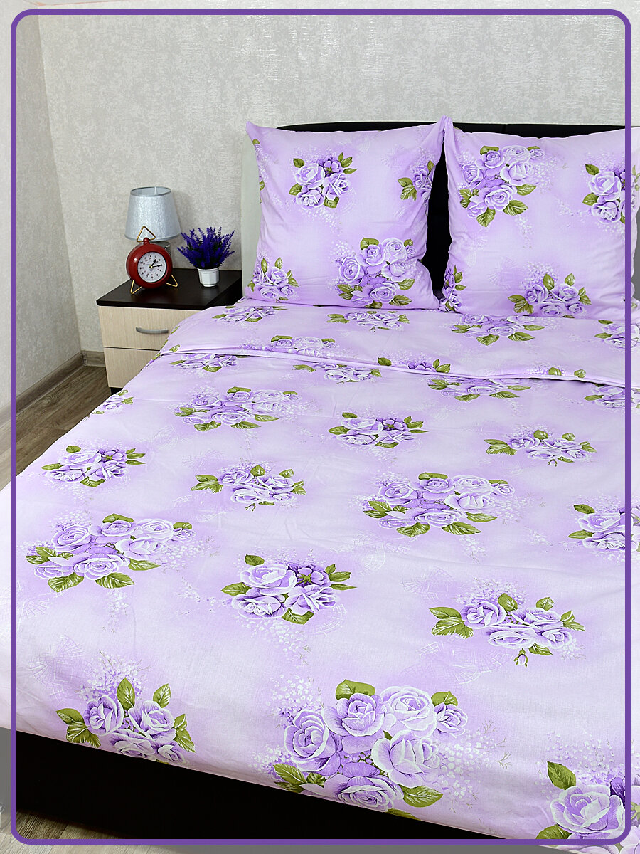 Постельное белье Шуйская бязь Роза сиреневая 6744-3 1,5 спальное