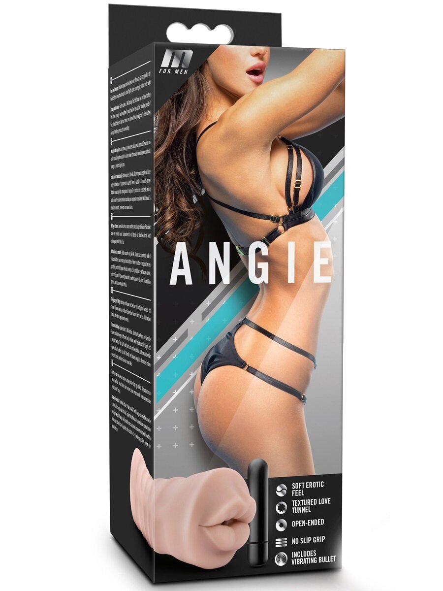 Мастурбатор для мужчин: женский ротик с вибрацией "M FOR MEN ANGIE VANILLA" 5см